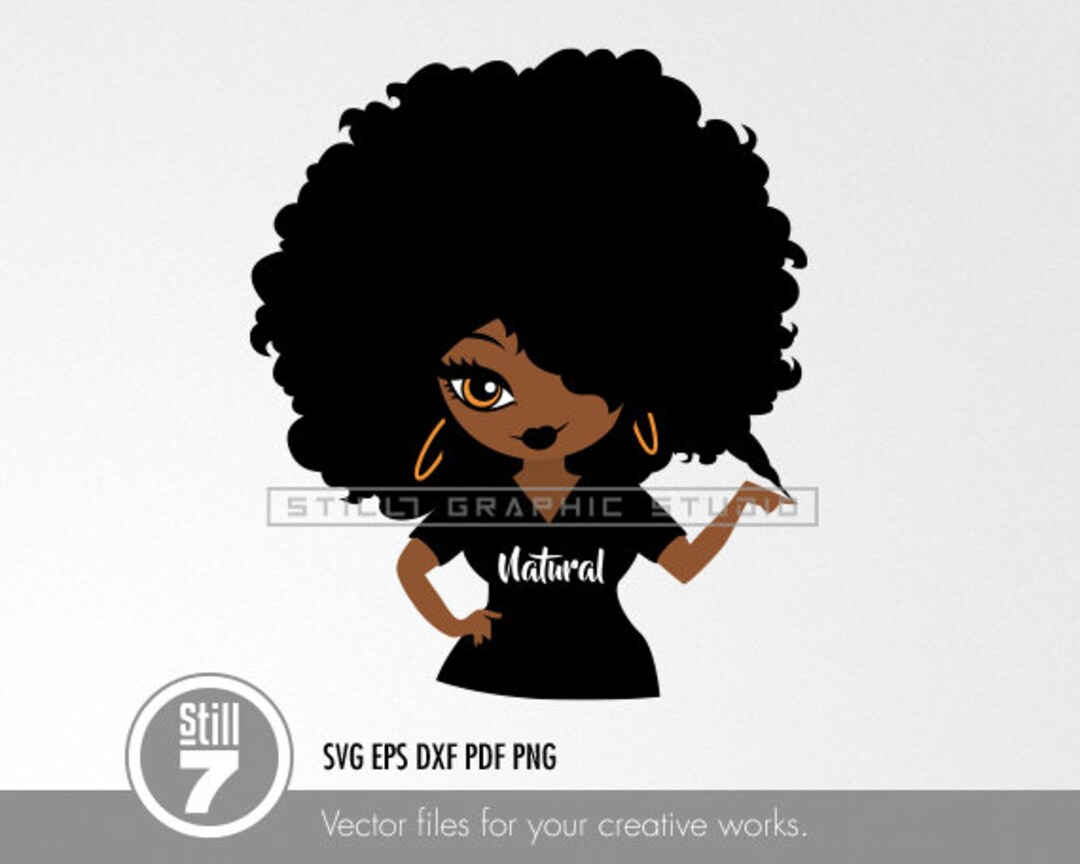 Black Woman Natural Hair Svg - Afro Girl - Svg Cutting File + Eps Dxf ...