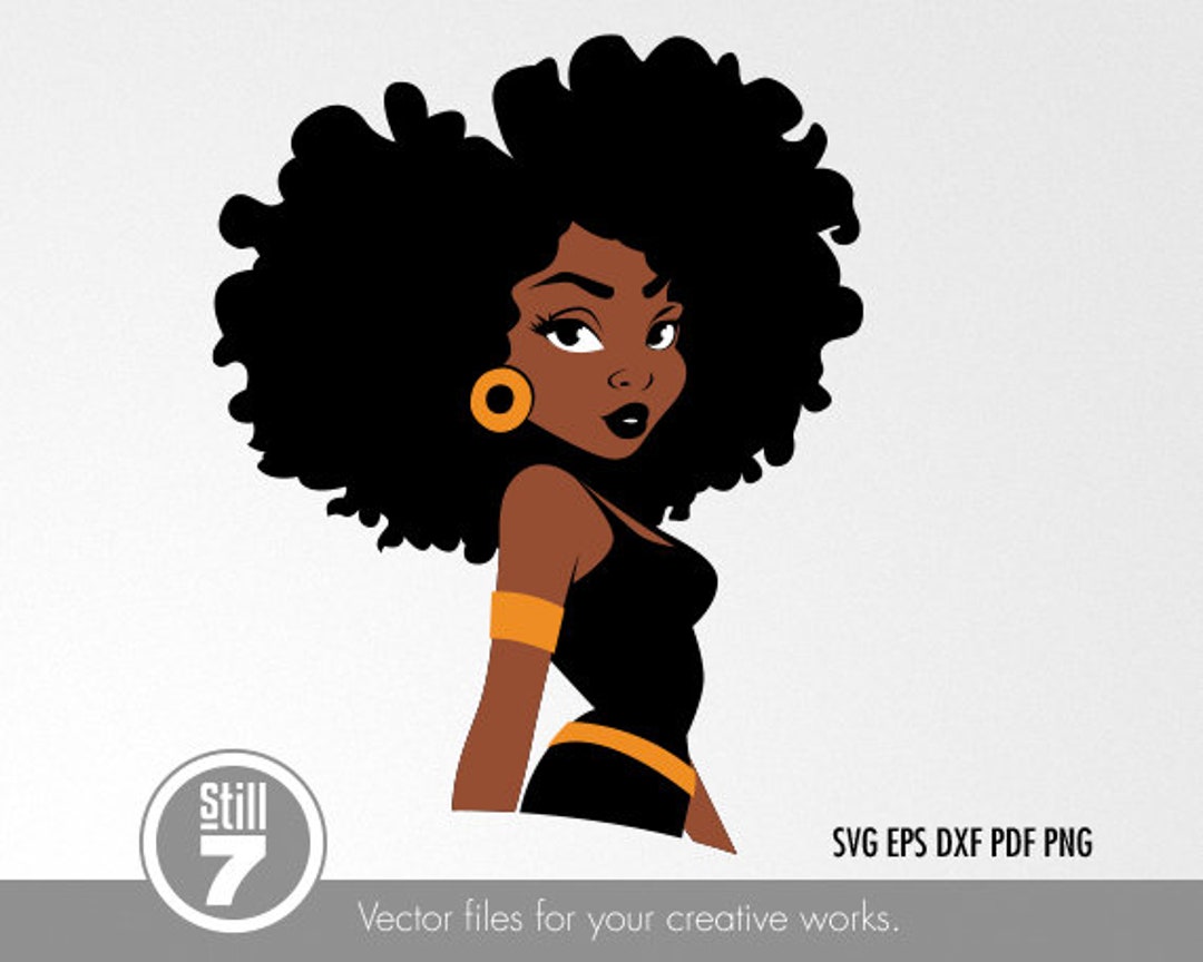 African American Diva With Golden Earings Svg - Cutting File + Eps Dxf ...