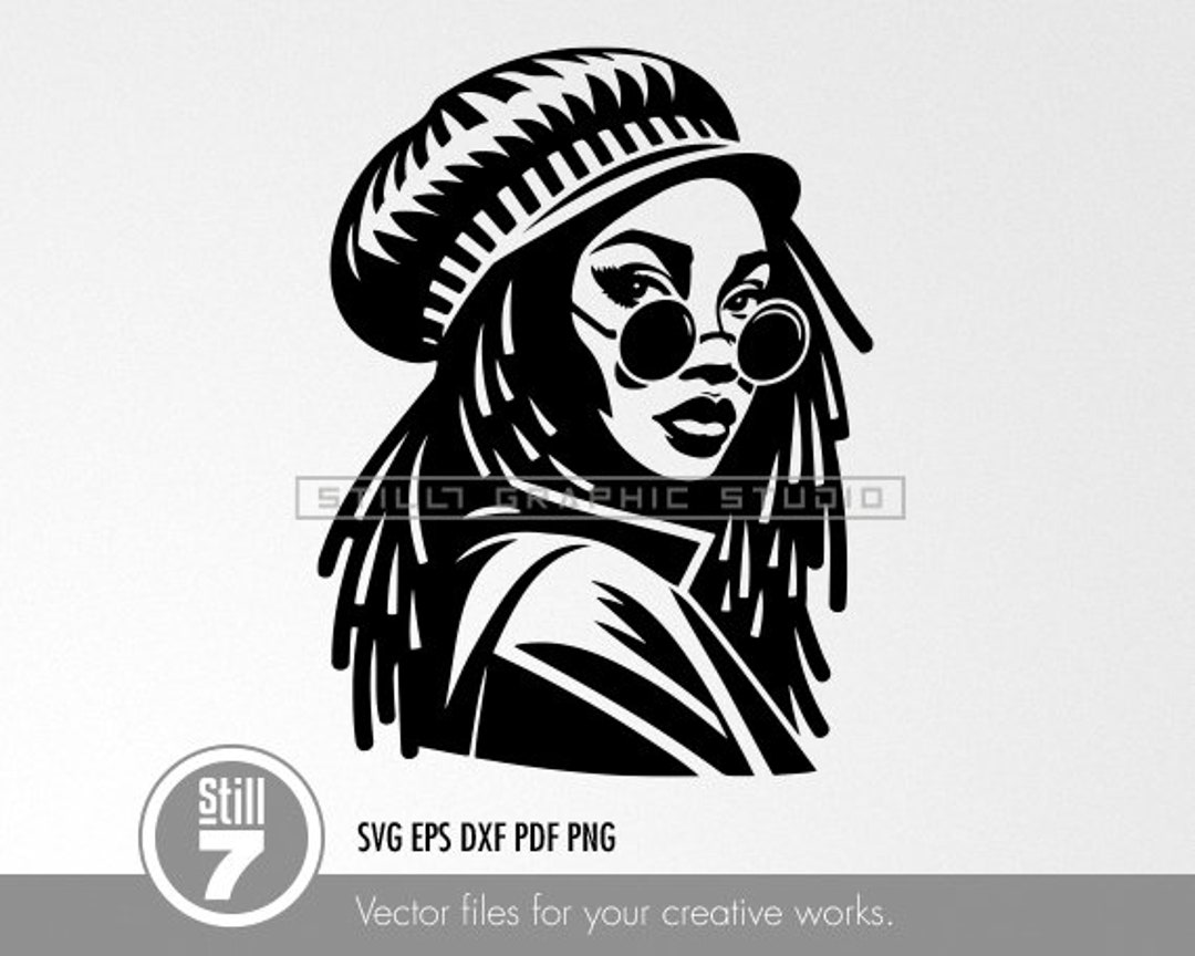 Unique Rastafarian Woman SVG Design - Single Color, Clean Line Style ...