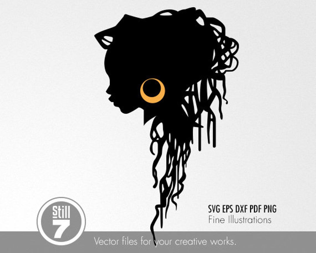 Black Woman Svg - Dreadlocks #2 - Svg Cutting Files - Eps Dxf Pdf Png ...