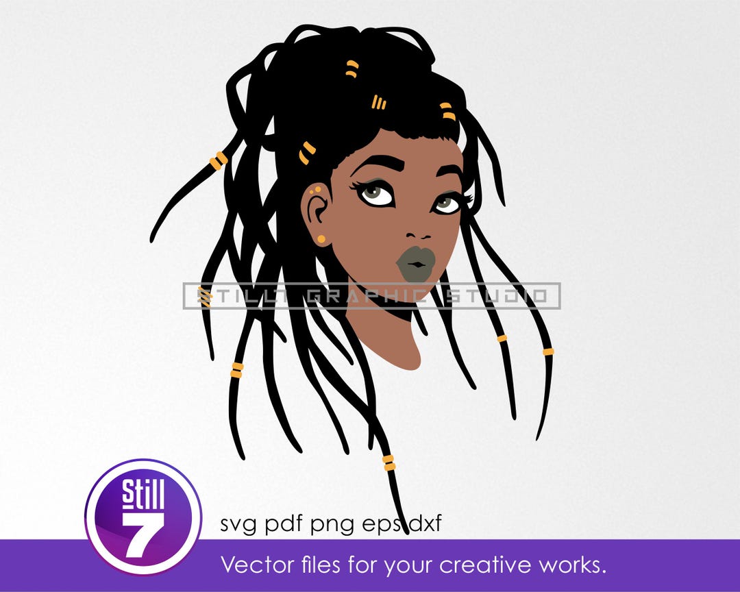 Black Girl Svg - Dreadlocks #1 - Svg Cutting Files - Eps Dxf Pdf Png - Etsy