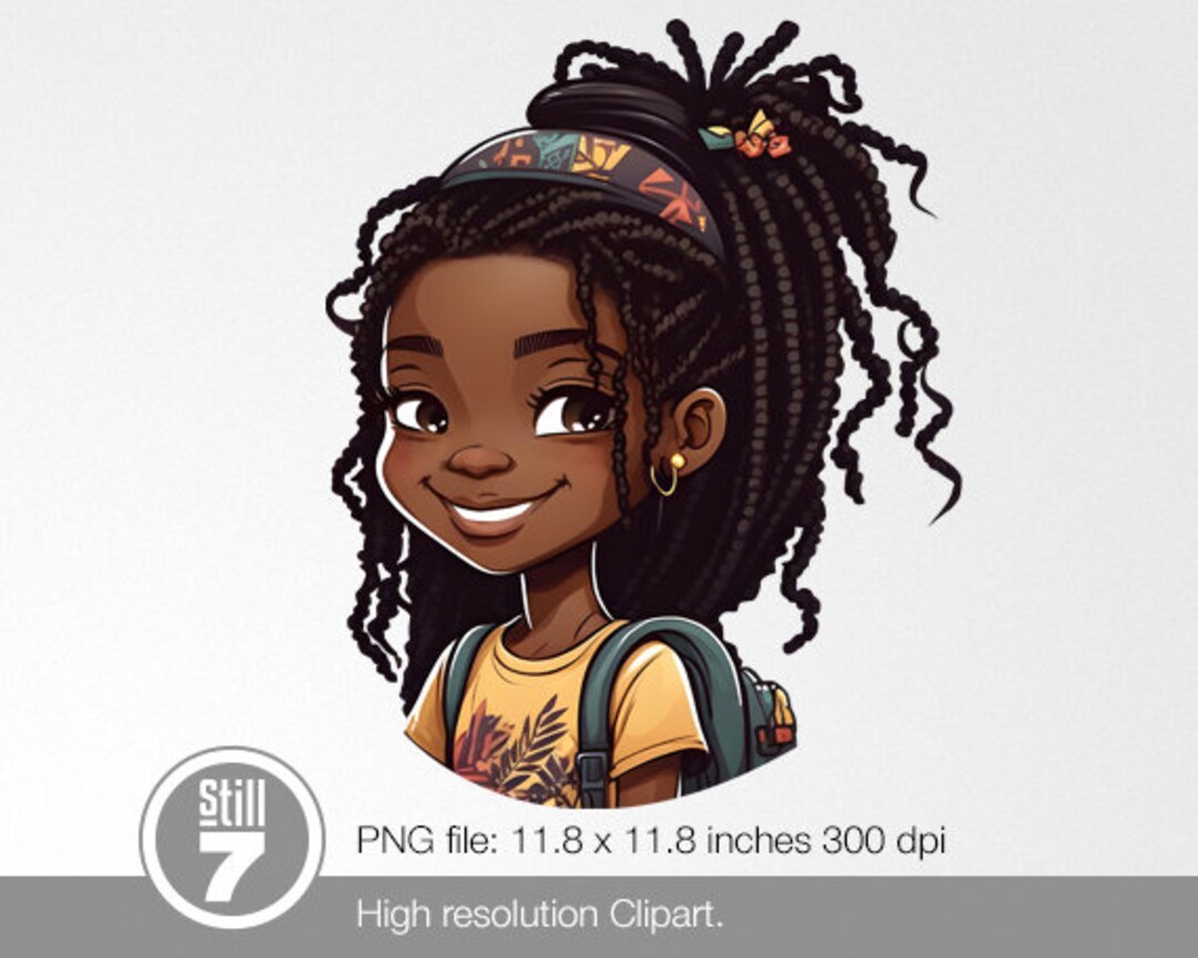 Black Girl With Dreadlocks and a Backpack on Her Way to School, PNG HD ...