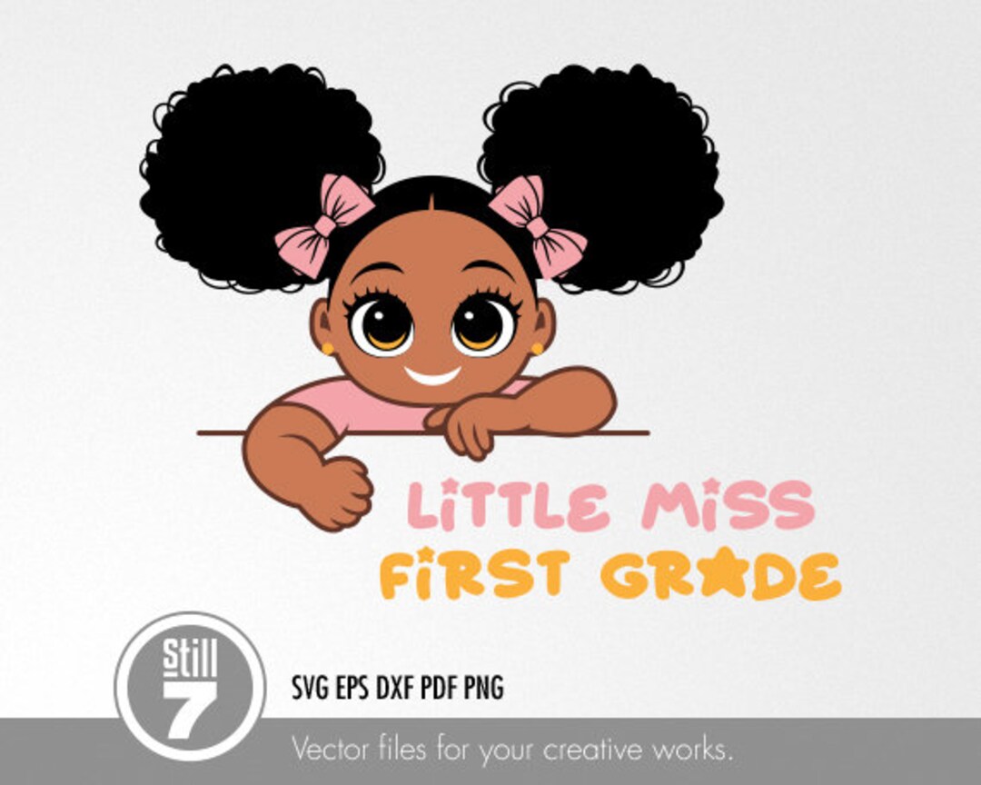 Black Girl Svg - Little Miss First Grade Svg - 1st Grade Svg - Back to ...