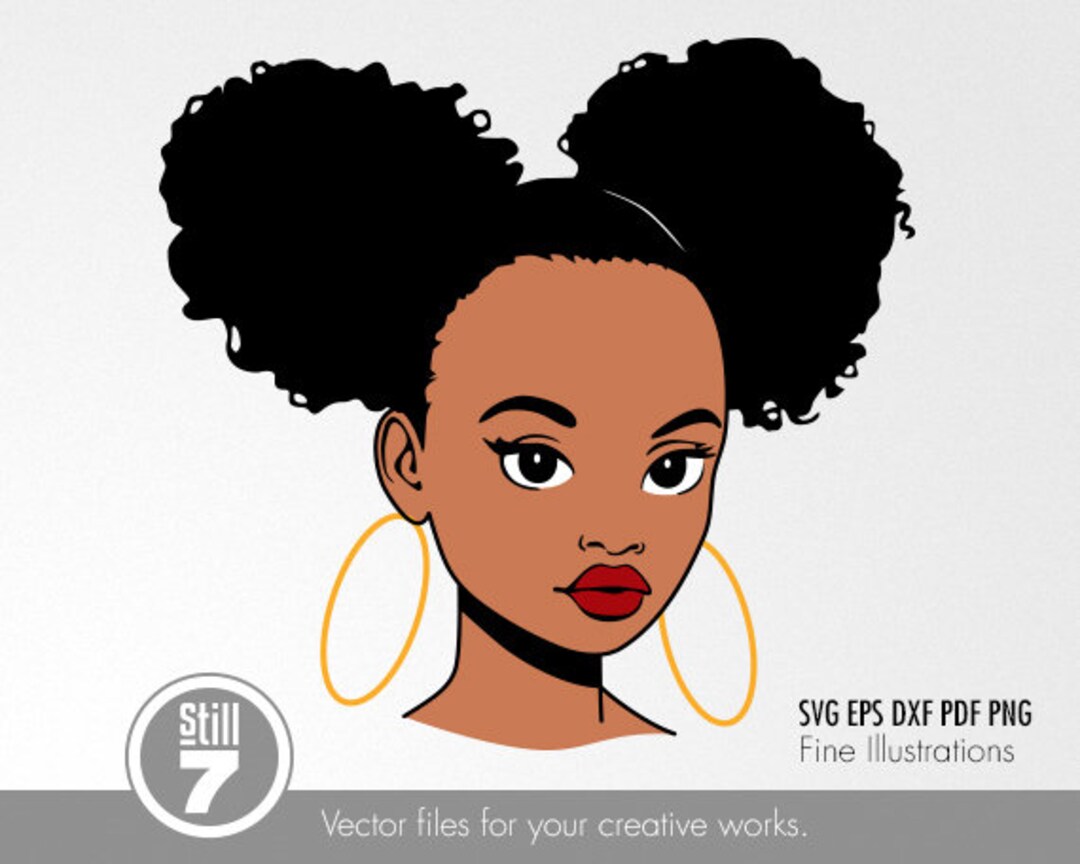 Black Girl Svg #5 - Color - Cute Black Girl - Svg Eps Dxf Pdf Png - Etsy