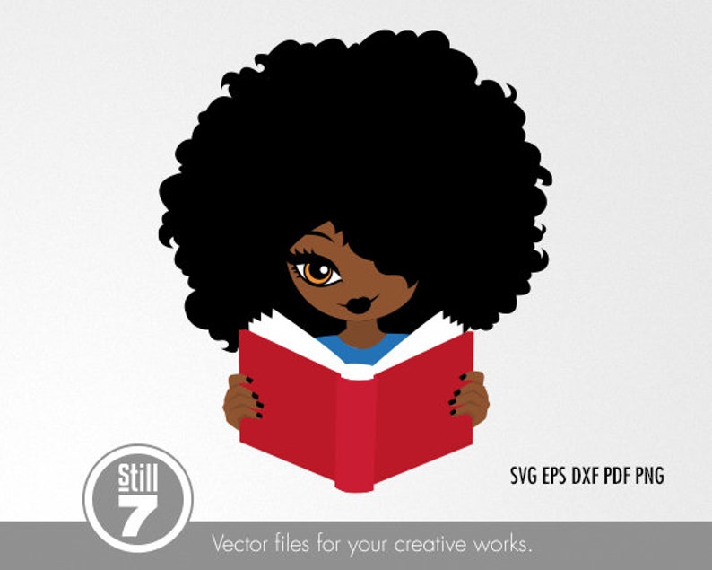 Black Woman Svg - Reading Girl Svg - Svg Cutting File + Eps Dxf Pdf Png ...