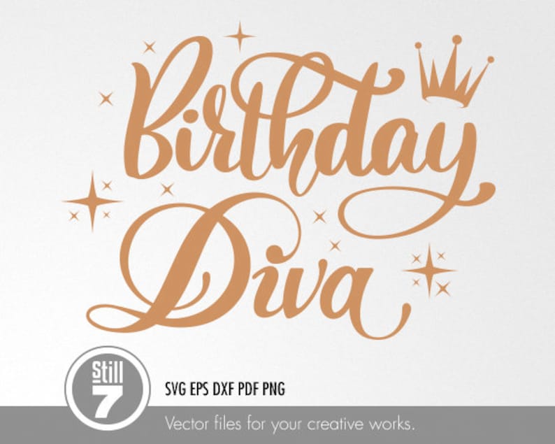 Birthday Diva Lettering Svg Cutting File Eps Dxf Pdf Png - Etsy