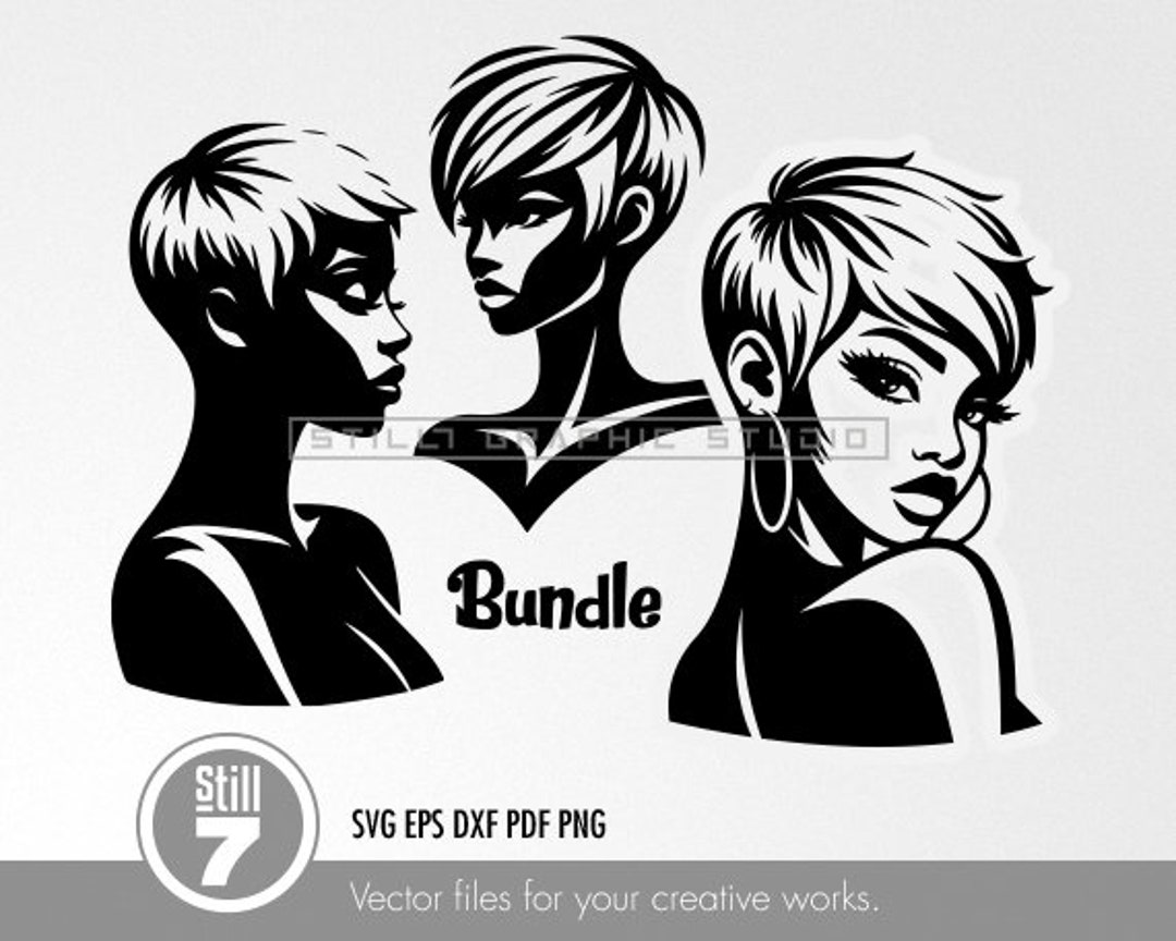 3 SVG Bundle | Stylish Black Woman With Blonde Pixie Cut | African ...