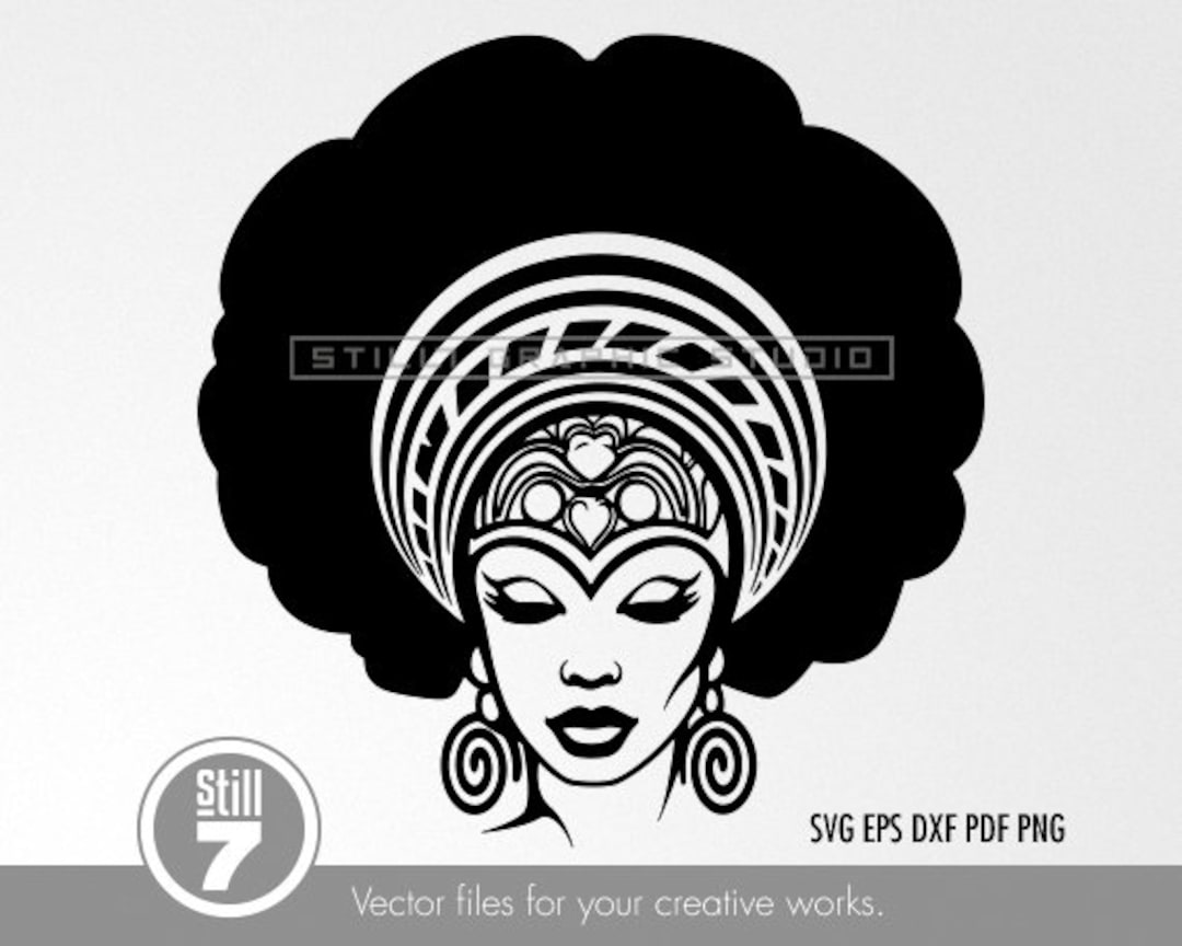 Black Woman Svg - Headwrap Hairstyle Svg - Svg Cutting File + Eps Dxf ...