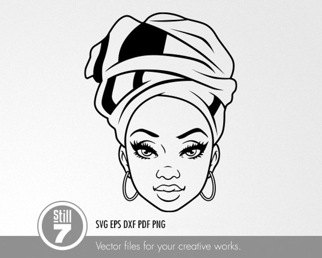 Black Woman Svg - Headwrap Svg - Svg Cutting File + Eps Dxf Pdf Png - Etsy