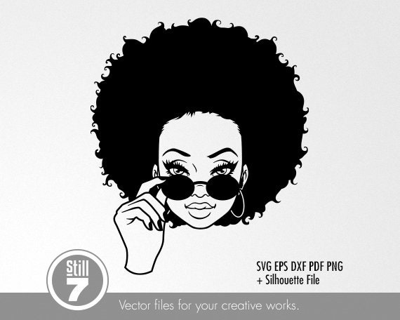 Black Woman Svg Afro Woman With Sunglasses Svg Svg Cutting Etsy