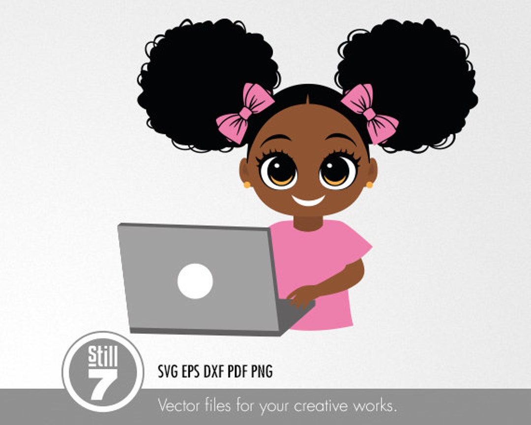 Black Girl With a Laptop Svg - Home Schooling Svg - Svg Cutting File ...
