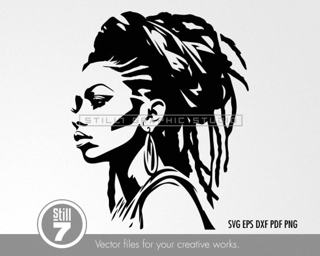Elegant Design of a Black Woman With Locs - Svg File Cutting + Eps Dxf ...