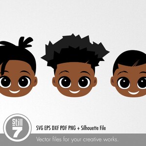 3 African American Boy Svg Cutting File Eps Dxf Pdf Png - Etsy