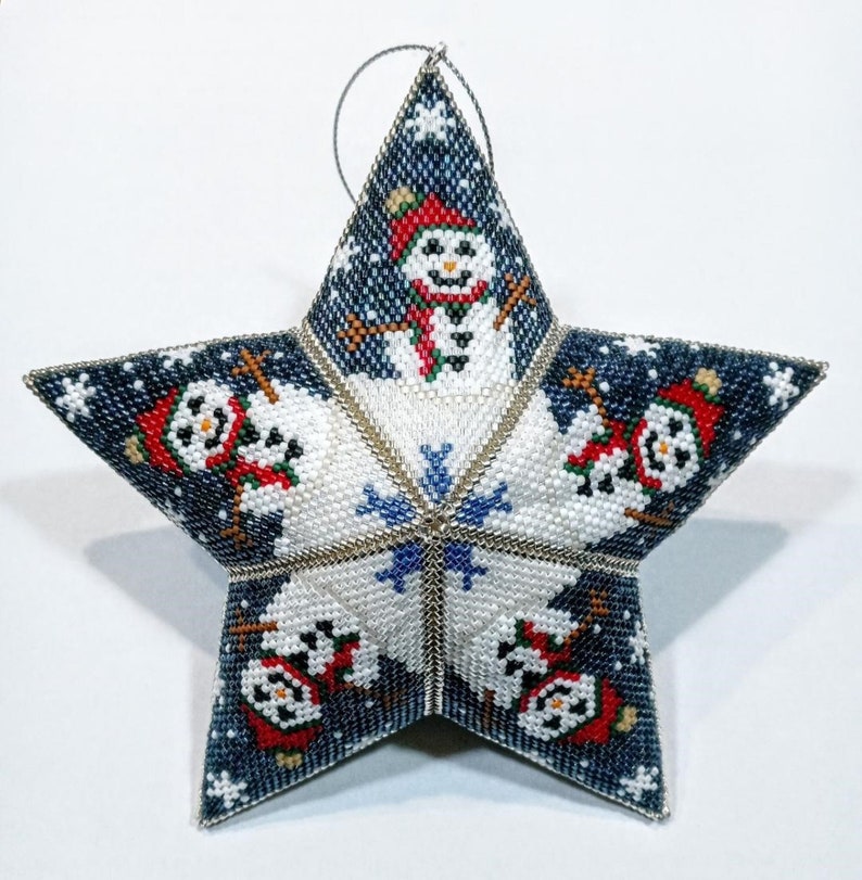Snowman 3D Peyote Star Pattern - Etsy