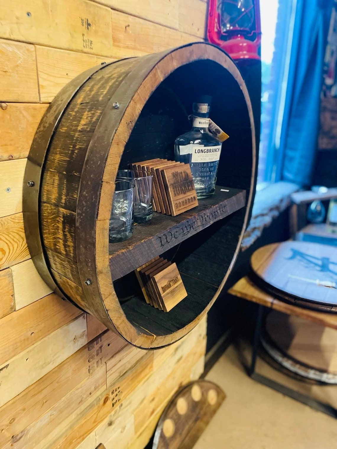 Bourbon Barrel Head Shelf - Etsy