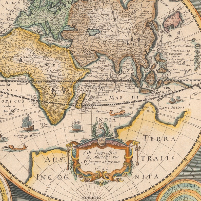 Vintage World Map Restored Antic Print | Etsy