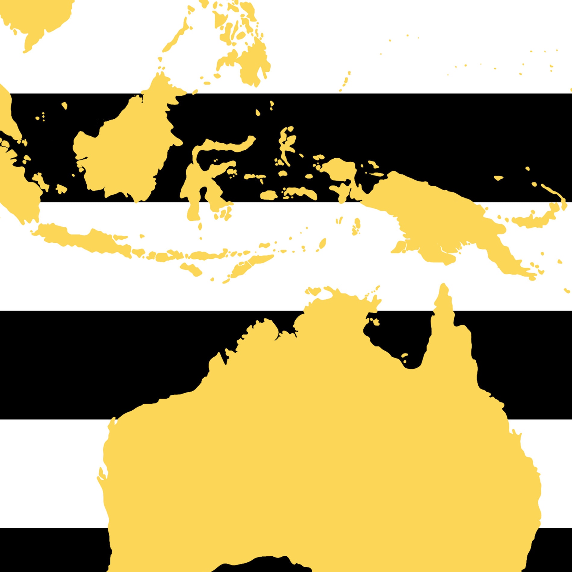 Yellow World Map With Black and White Stripes Original Wall - Etsy