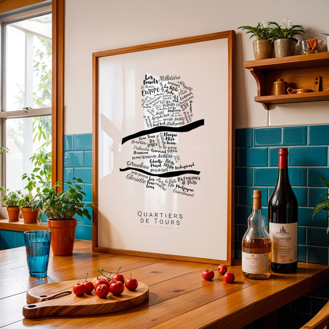 Tours Poster, Customizable Neighborhood Map of Tours, Neighborhood ...
