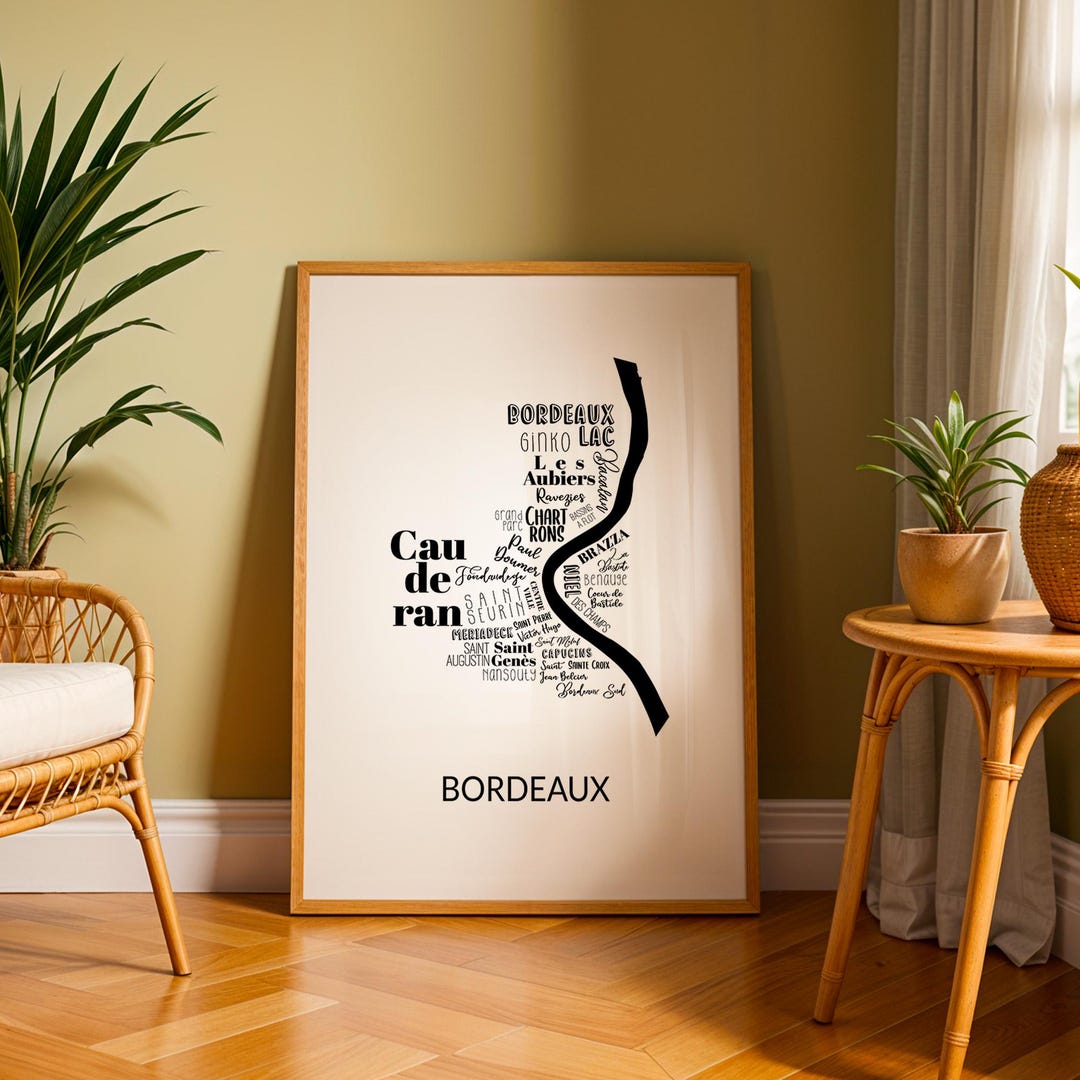 Modern Black and White Bordeaux Poster – Typographic City Map With ...