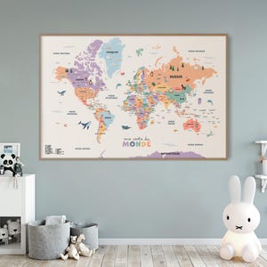 Kids World Map – Estella Collection – Pastel Multicolor – Educational ...