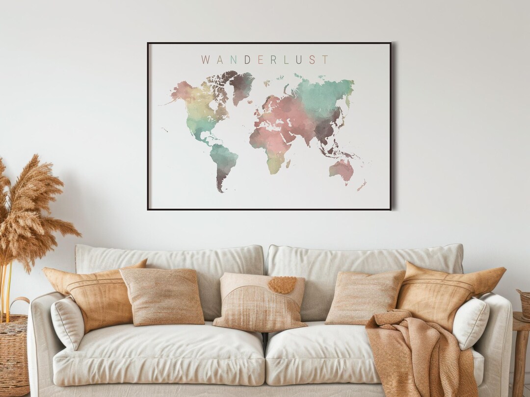 Blank World Map Printable, Pastel Colored World Map Download ...