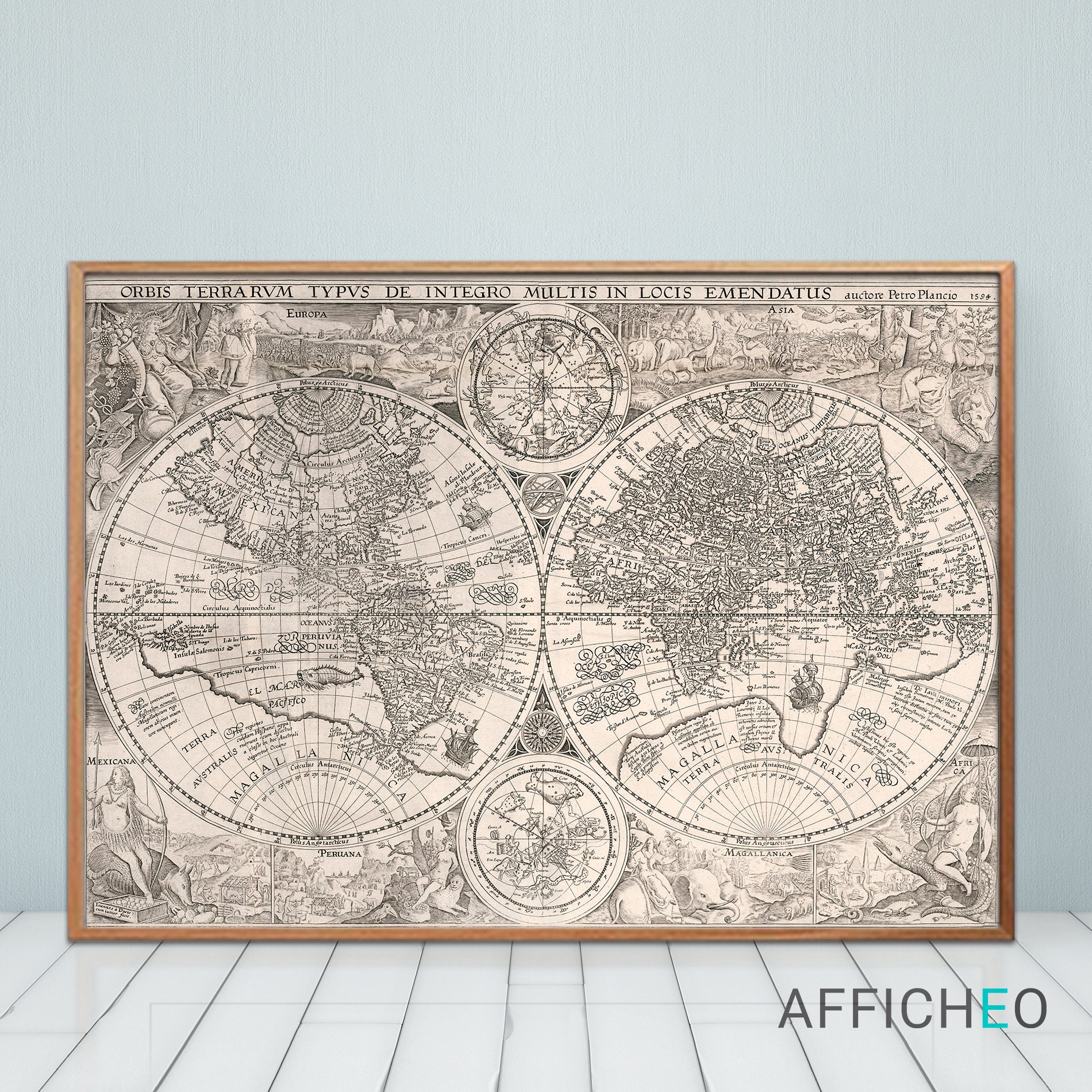 Restored Reproduction of an Old World Map, Sepia Color Poster - Etsy