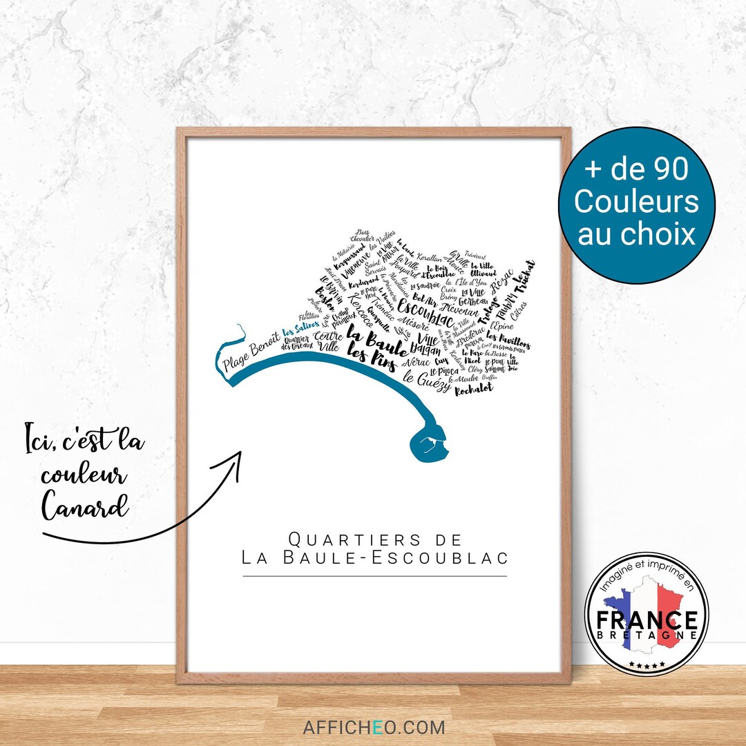 Baule-escoublac Poster, Map of Baule-escoublac Neighborhoods to ...
