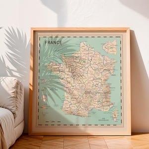 Map of France, Colorful France Map, Detailed Decorative Poster ...
