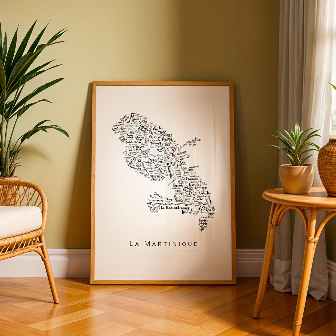 Martinique Map Poster – Decorative Map of the West Indies – 150 Cities ...