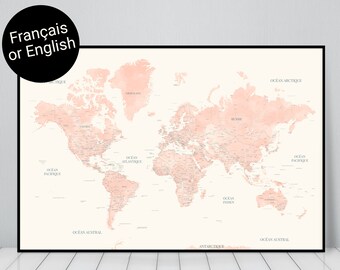 Pink World Map - Etsy