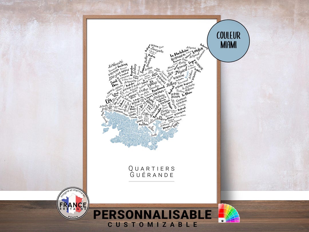 Guérande Poster, Customizable Guérande District Map, Guérande District ...