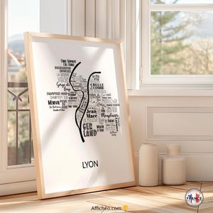 Custom Lyon Wall Art, Personalized Gift, Lyon Districts Map Print - Etsy