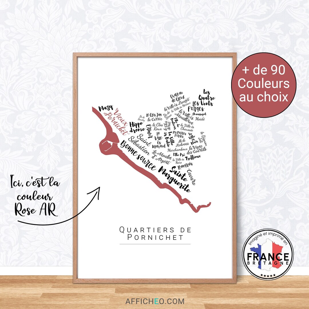 Pornichet Poster, Map of Pornichet Districts to Personalize, Original ...