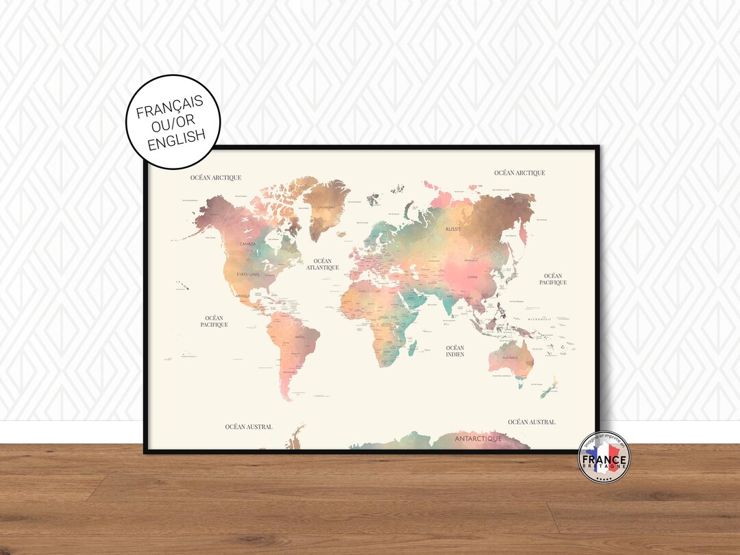 World Map in English With Countries Borders and Their Capitals ...