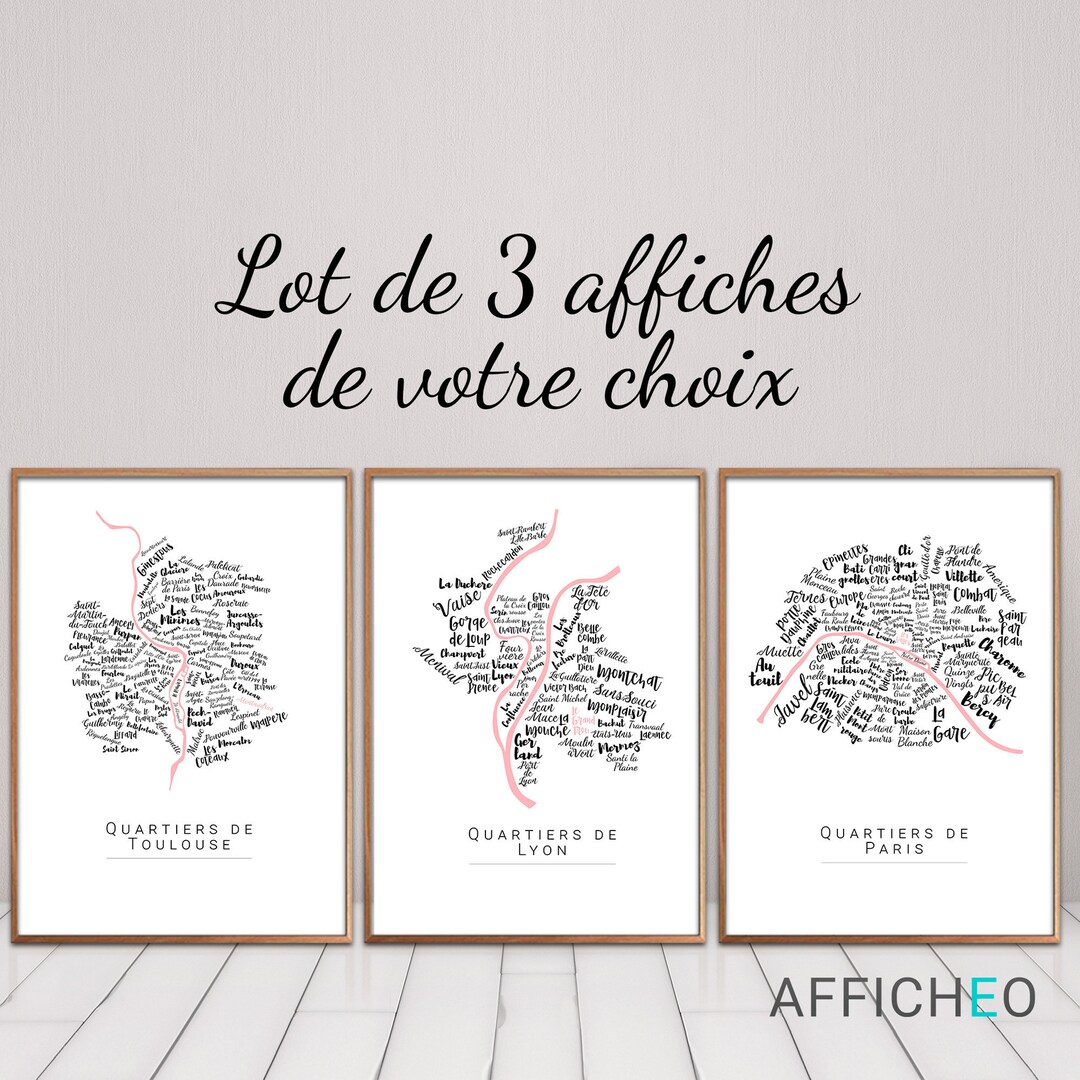 Neighborhood Posters Customizable Set of 3 City Maps - Etsy