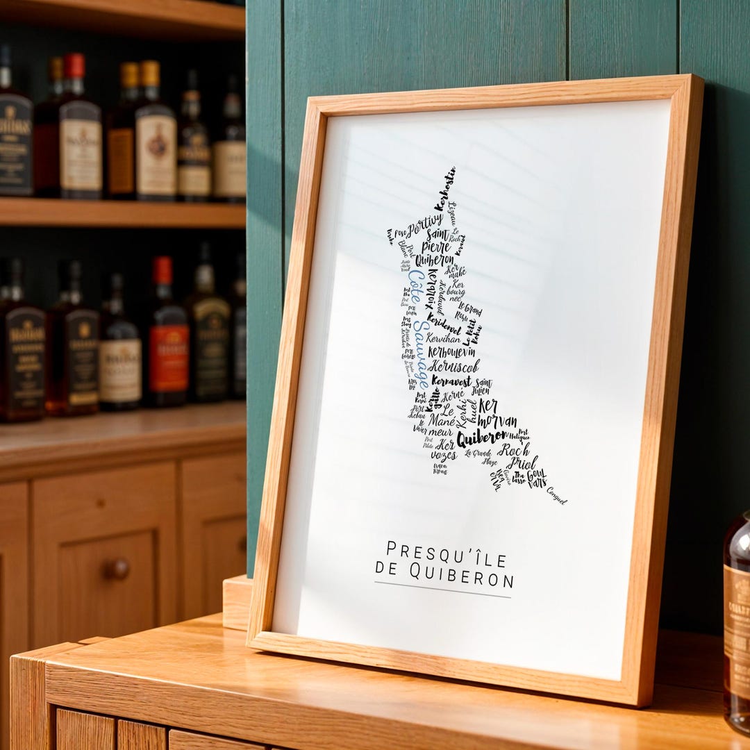 Personalized Quiberon Peninsula Poster in Black and White – Minimalist ...