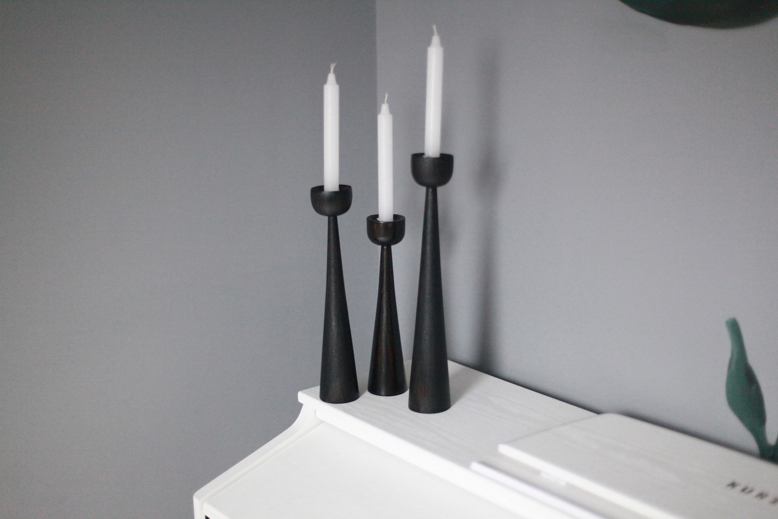 Wooden Set of 3 Candlesticks Scandinavian Style Primitive | Etsy