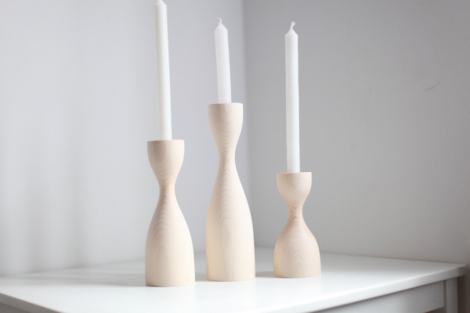 Candlesticks Set of 3 Candle Holder Wooden Home Decor - Etsy