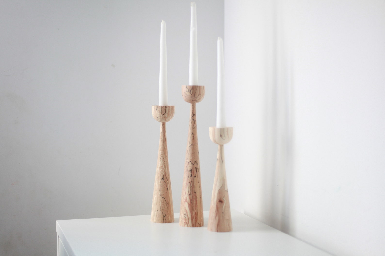 Handmade Ash Candlestick Set of 3: Rustic Scandinavian Home Decor - Etsy
