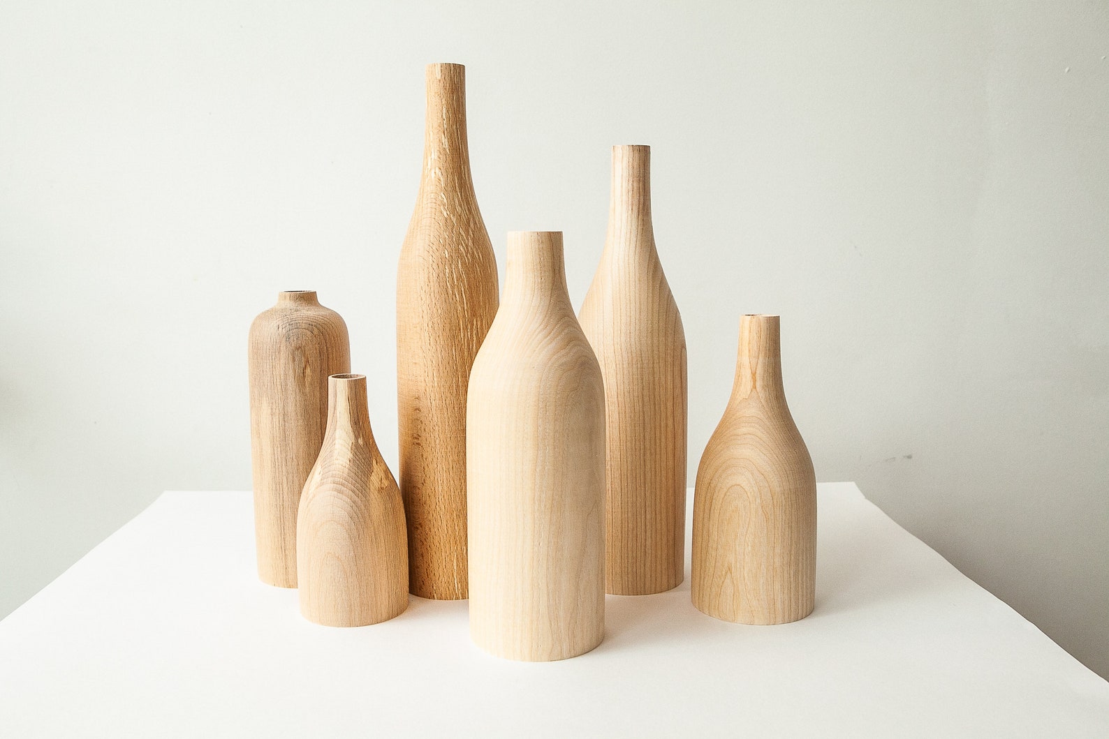 Large Set of 6 Unique Vase Wooden Home Decor Wood Vase - Etsy