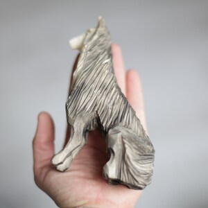 Wooden Wolf Carved Wolf Vintage Hand Carved Sculpture Wooden Figure ...