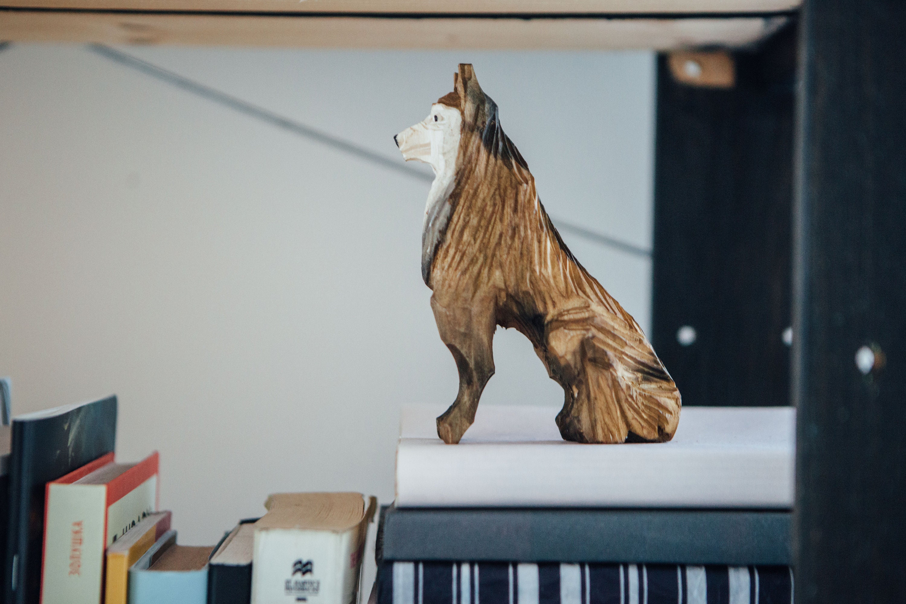 Wooden wolf Carved wolf Vintage Hand Carved Sculpture wooden | Etsy