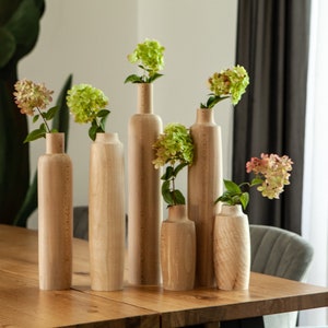 Large Set of 6 Unique Vase Wooden Home Decor Wood Vase Handmade Vase ...