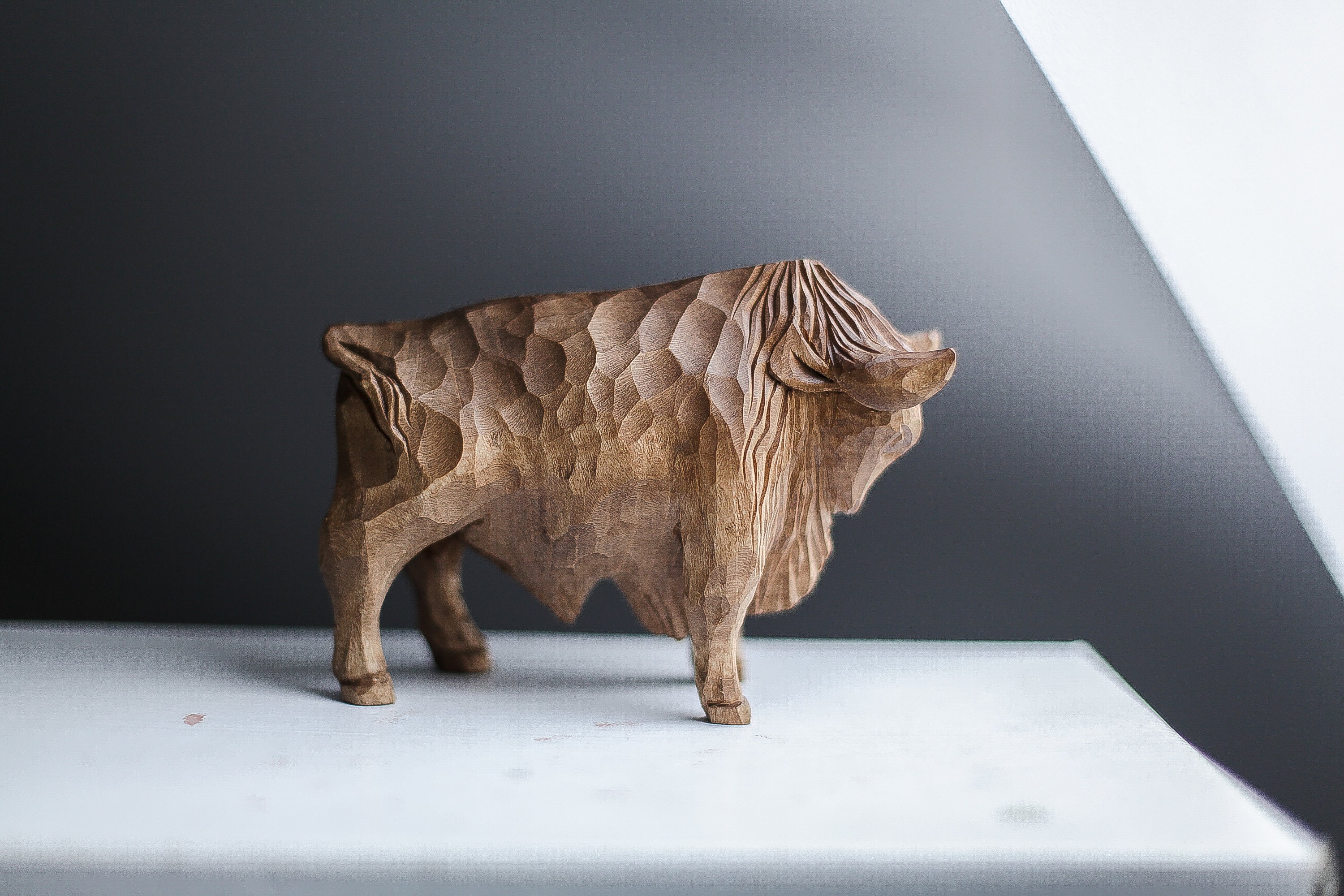 American Bison Buffalo Wood Carving Bills Wooden Rustic Statue | Etsy