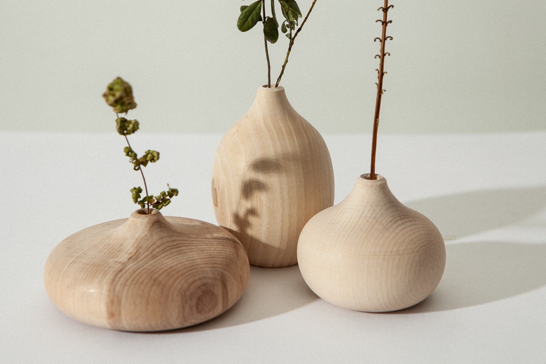 Wooden Vase Set of 3 Wood Home Decor Handmade Vase Birthday Gift, Gift ...