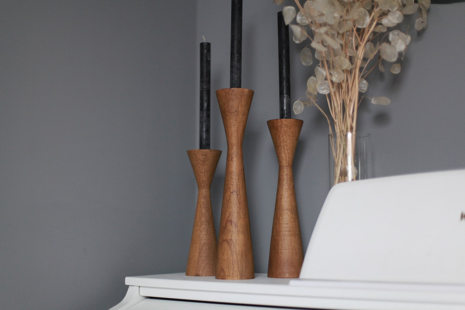 Wooden Set of 3 Candlesticks Scandinavian Home Primitive - Etsy