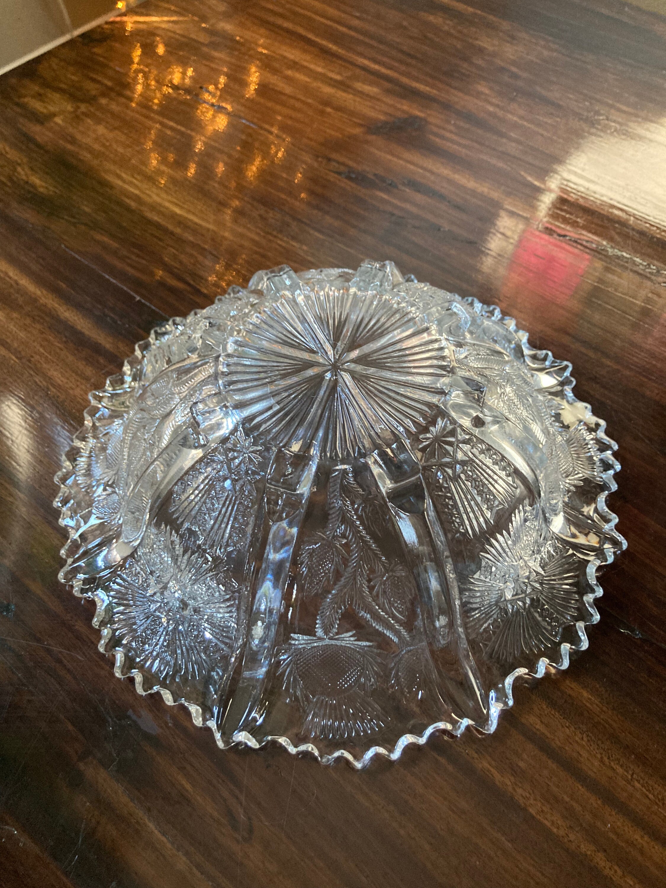 Vintage Cut Glass Thistle Bowl Etsy