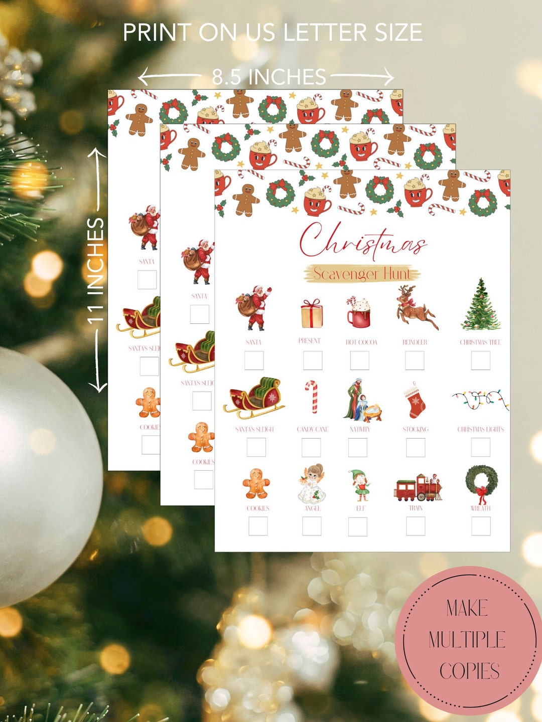 Christmas Scavenger Hunt Printable Instant Download Christmas Sheets ...