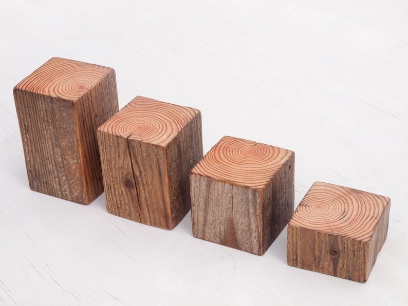 Reclaimed Rustic Wood Blocks 65mm X 65mm X Height Options — Display ...