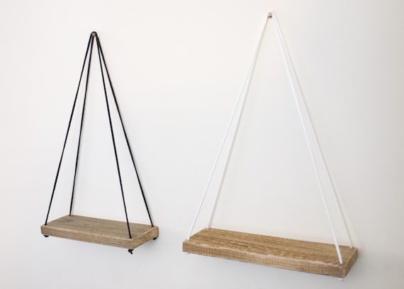 Rustic Hanging Wall Shelf in Reclaimed Weathered Timber - Etsy UK